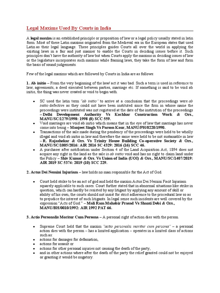 Legal Maxims | PDF | Mens Rea | Burden Of Proof (Law)