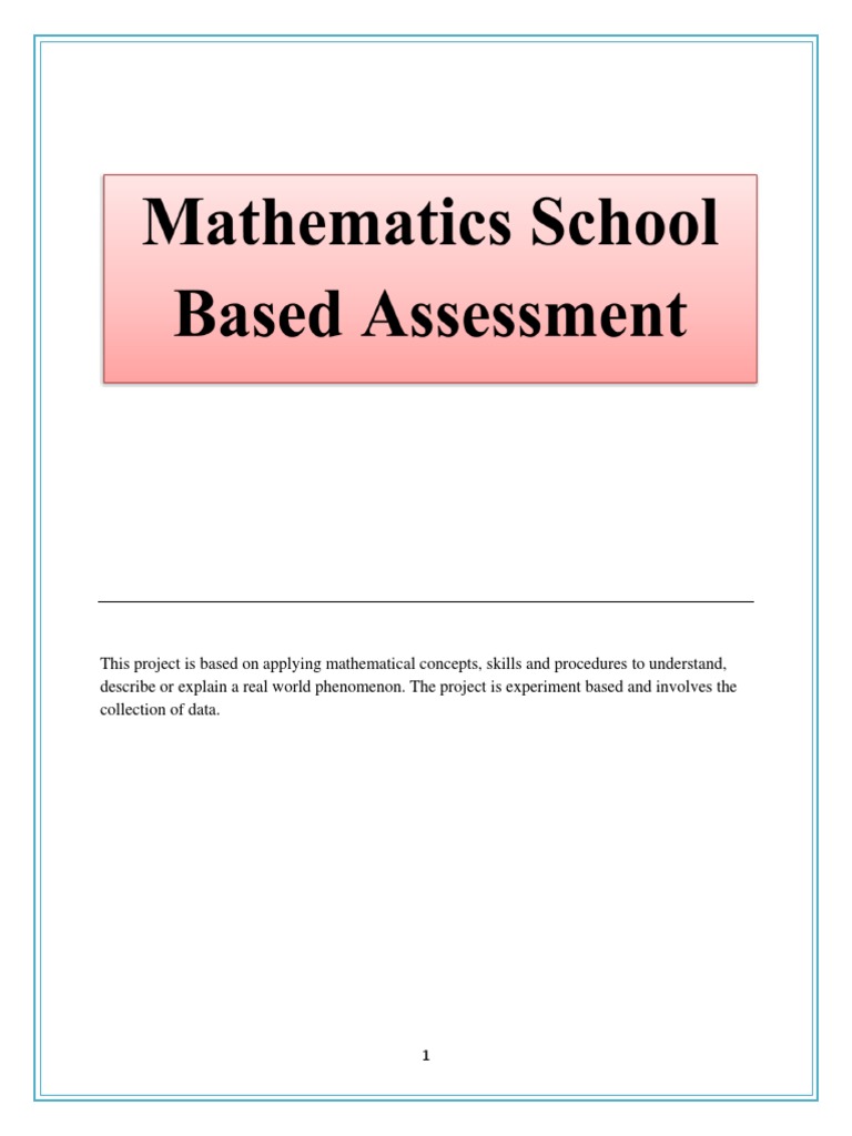 SBA SAMPLE 2 The Use of Simple Experiments and Mathematical Principles ...