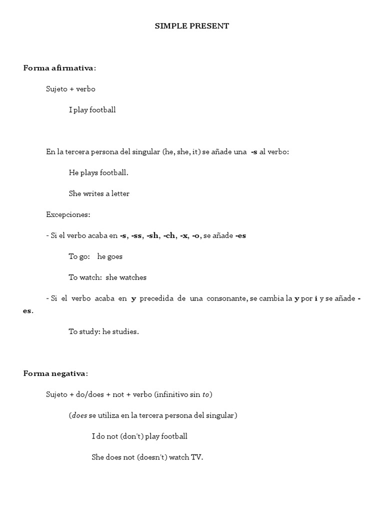 Simple Present Teoría | PDF