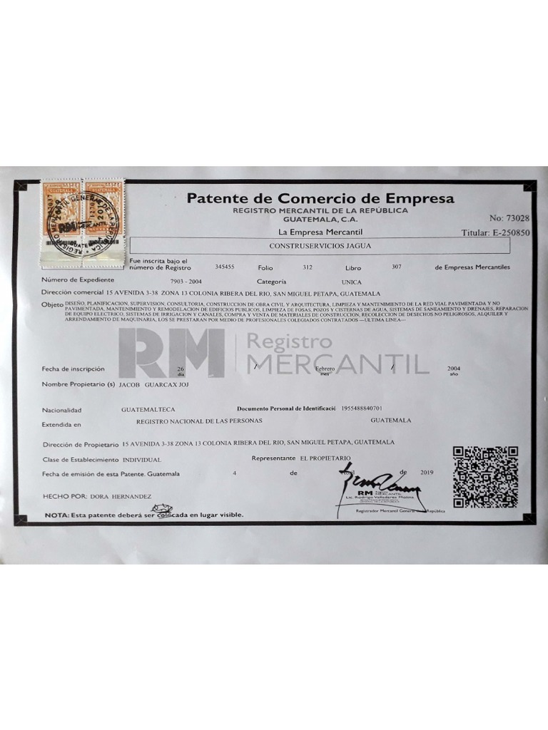 2904@2 Copia de Patente de Comercio | PDF