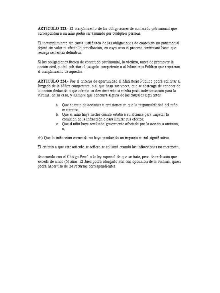ARTICULO 223 y 224 Codigo Niñez | PDF