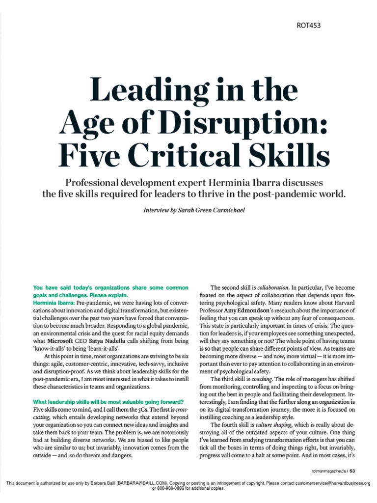 Leading in The Age of Disruption - Five Critical Skills | PDF ...
