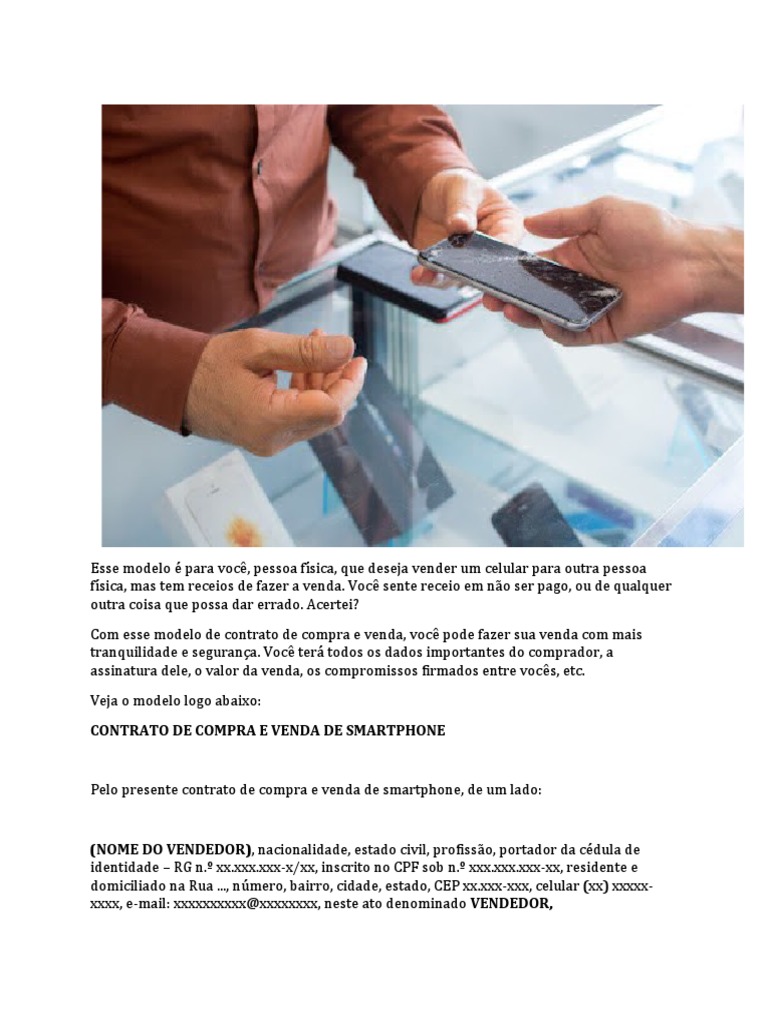 Modelo Contrato de Compra e Venda de Smartphone Celular | PDF