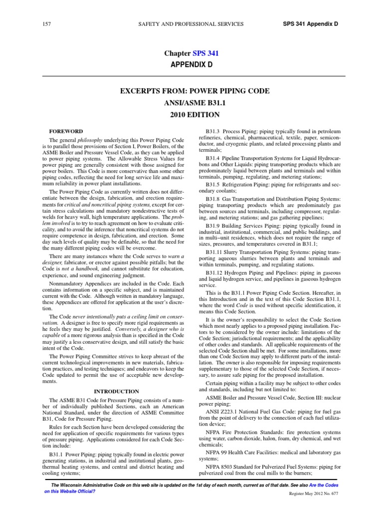 Asme B31.1 Power Piping | PDF | Pipe (Fluid Conveyance) | Boiler