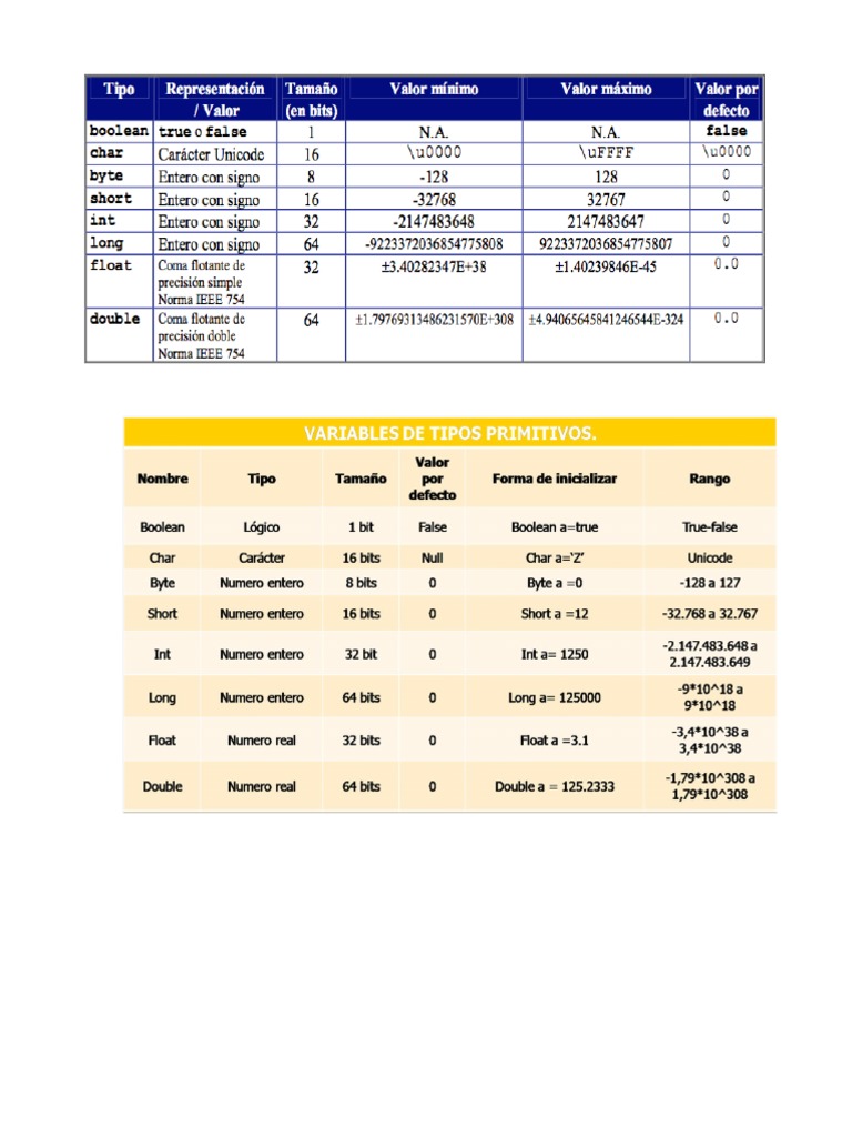 F. de Programación Datos Primitivos | PDF | Java (lenguaje de ...