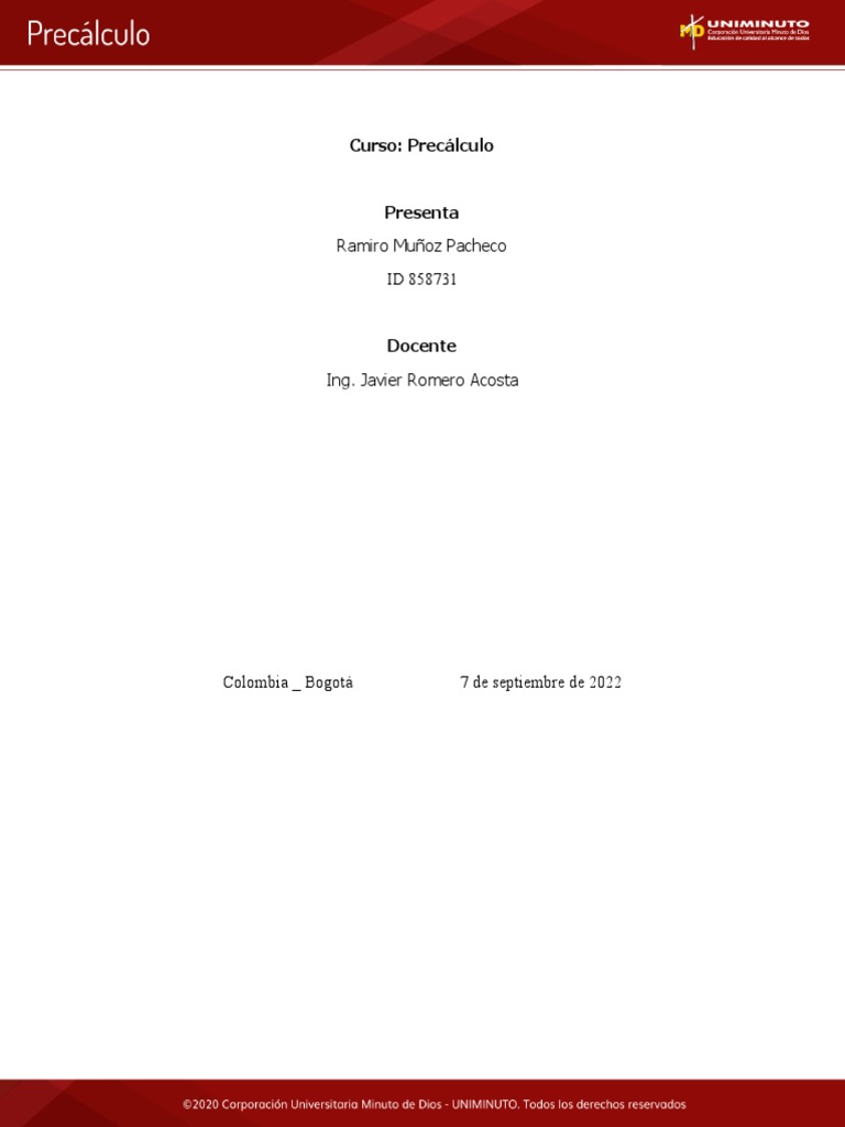 Precálculo Actividad 1 | PDF