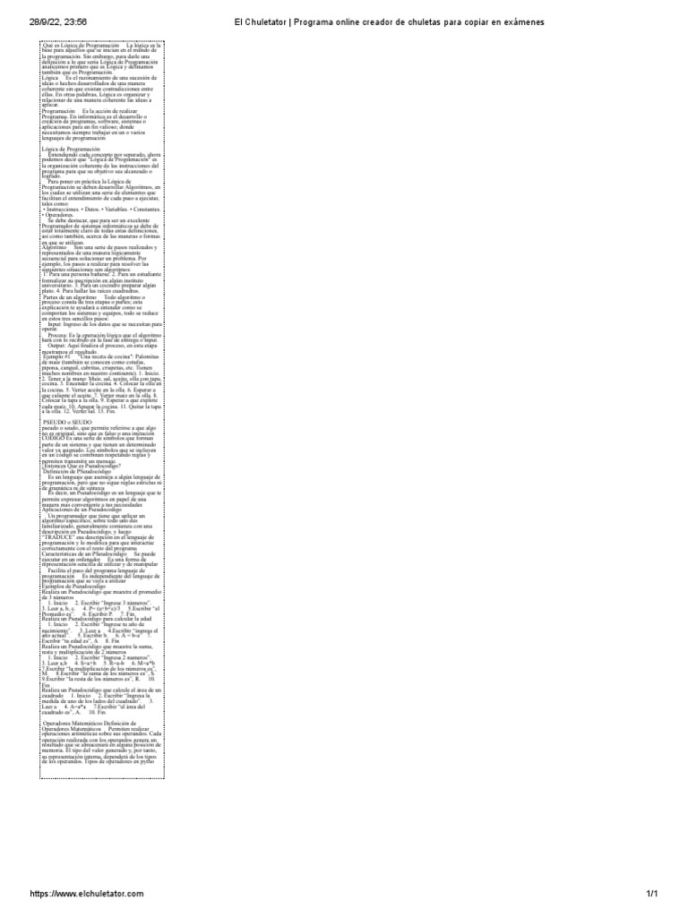El Chuletator - Programa Online Creador de Chuletas para Copiar en ...
