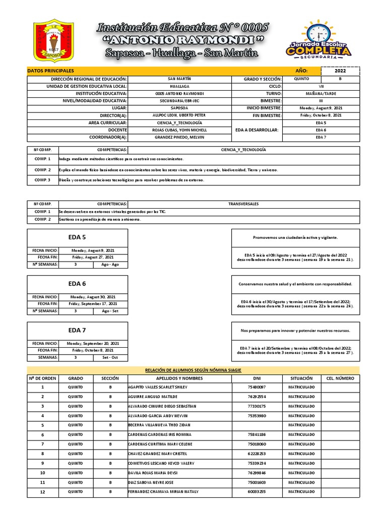 5°abc - Plantilla Eb2022 | PDF