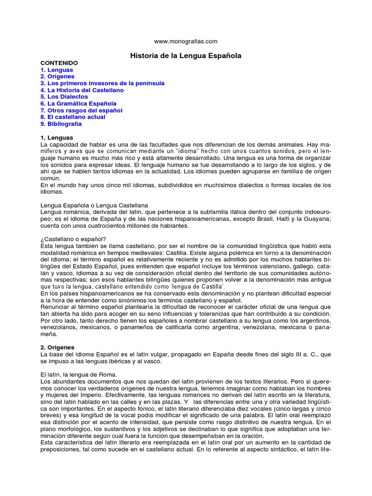 Historia de La Lengua Española | PDF | Lengua española | latín