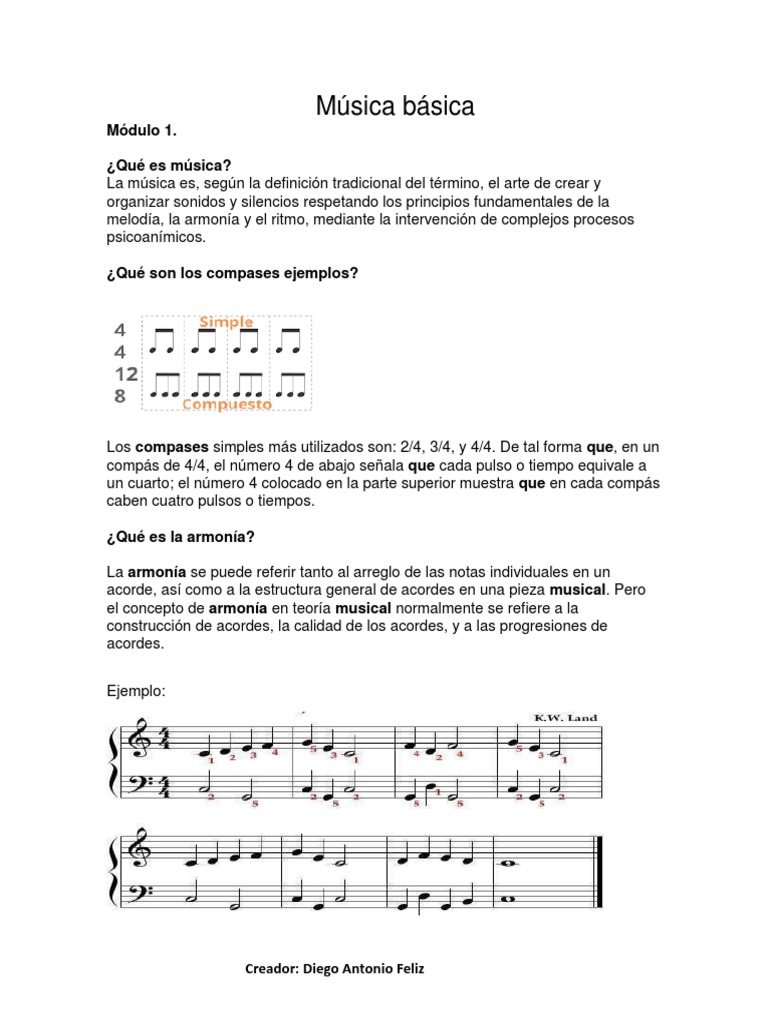 Música Básica MODULO 1 | PDF | Acorde (Música) | Ritmo