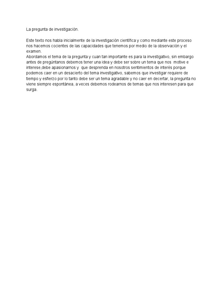 La Pregunta de Investigación | PDF