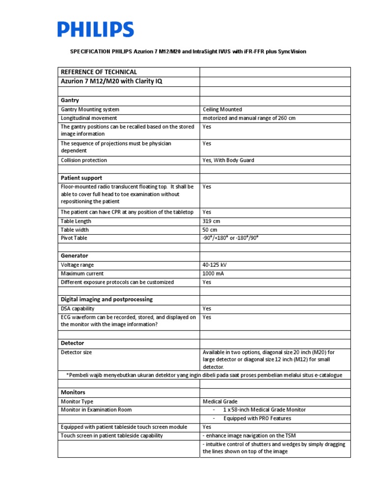 Philips Azurion 7 M12-M20 | PDF | Angiography | Clinical Medicine