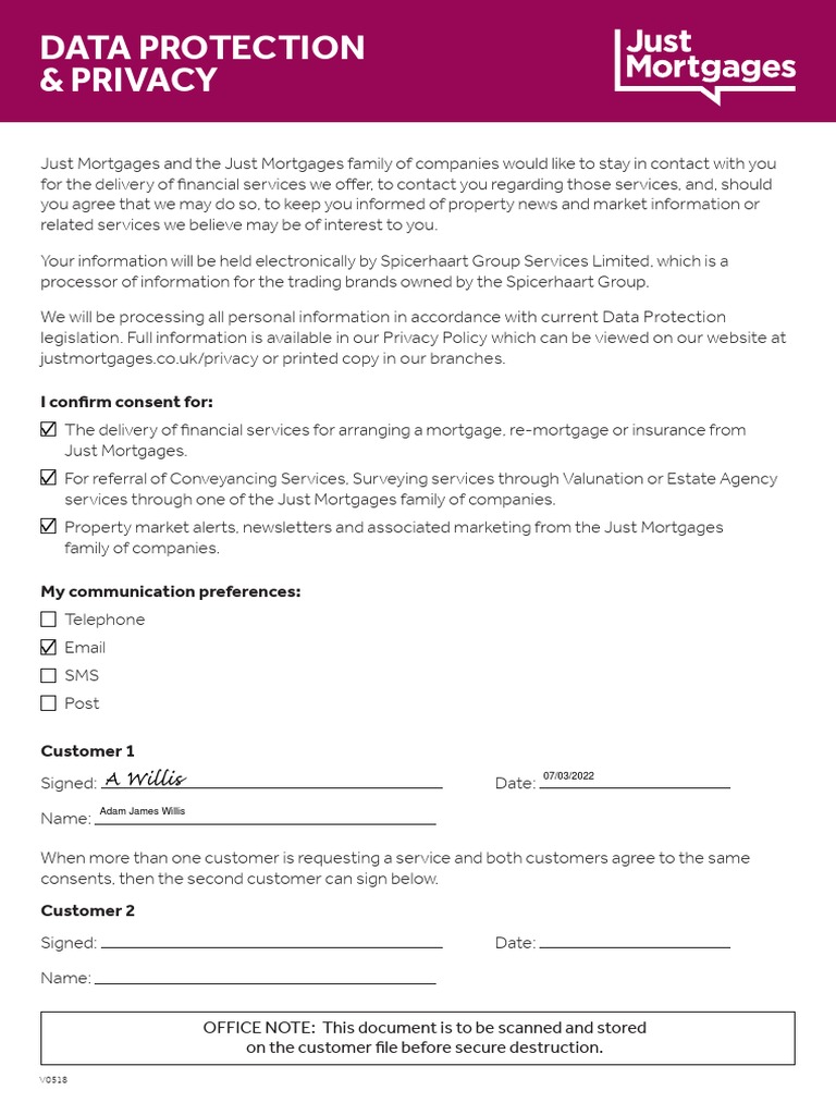JM Data Protection Consent Form V0518 | PDF