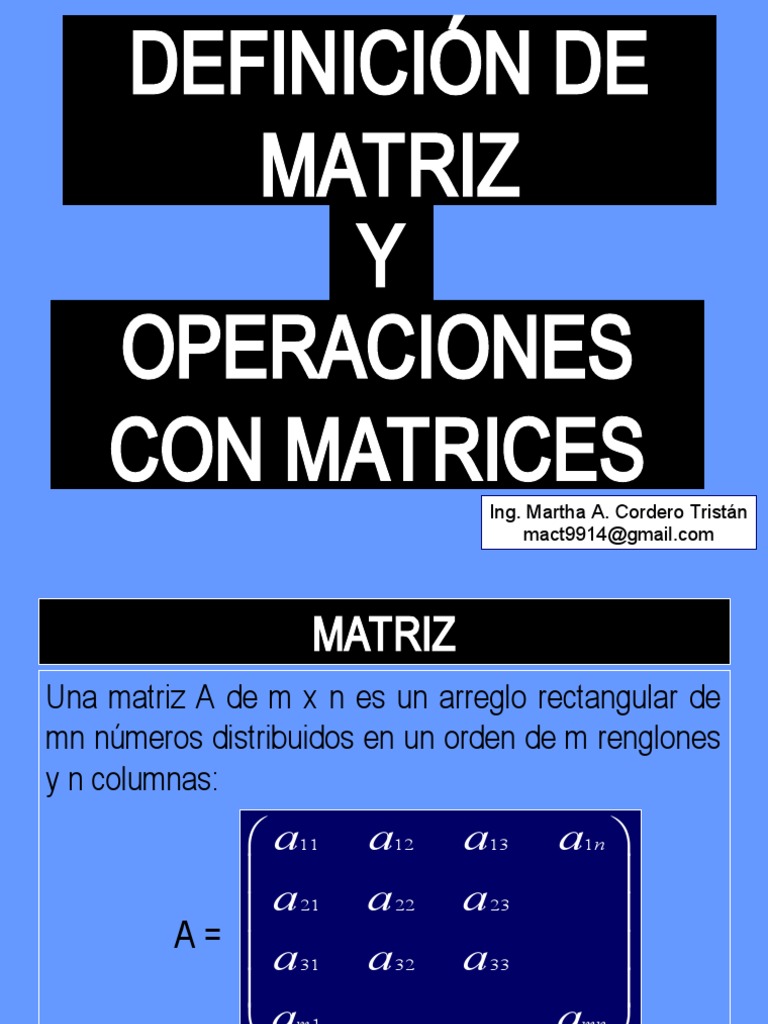 Operaciones Con Matrices - 1 | PDF | Matriz (Matemáticas) | Teoría de la matriz