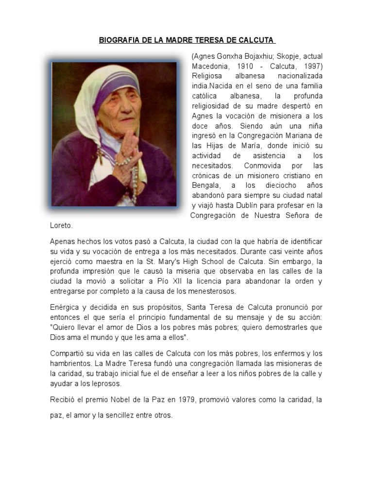Madre Teresa de Calcuta | PDF | Madre Teresa | Nelson Mandela
