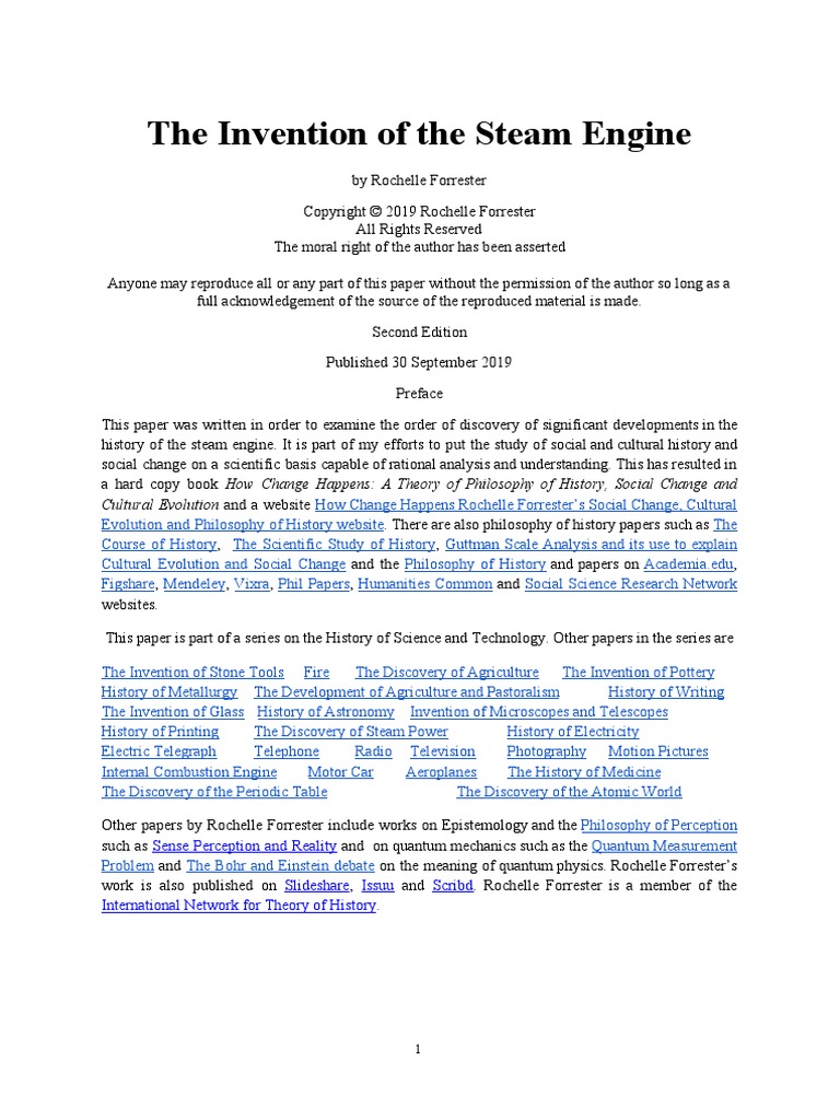 The Invention of The Steam Engine | PDF | Steam Engine | James Watt