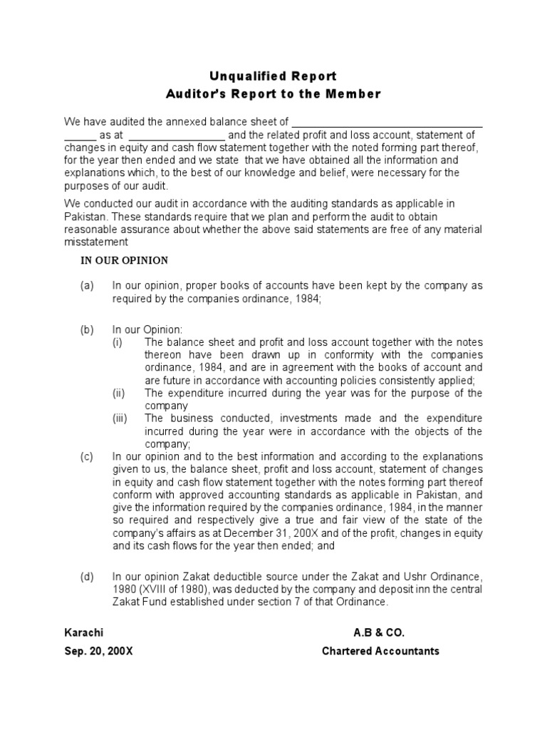 Unqualified Audit Report New Version | PDF | Financial Audit | Auditor ...
