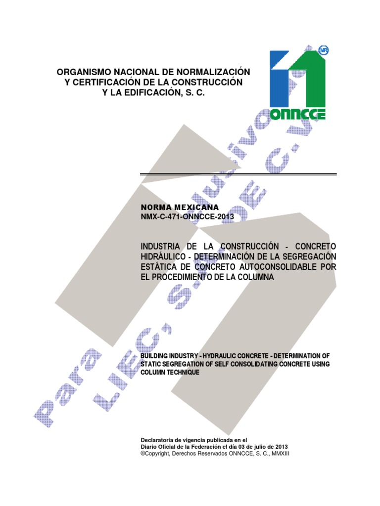 Nmx-C-471-Onncce-2013. Liec | PDF | Hormigón | México