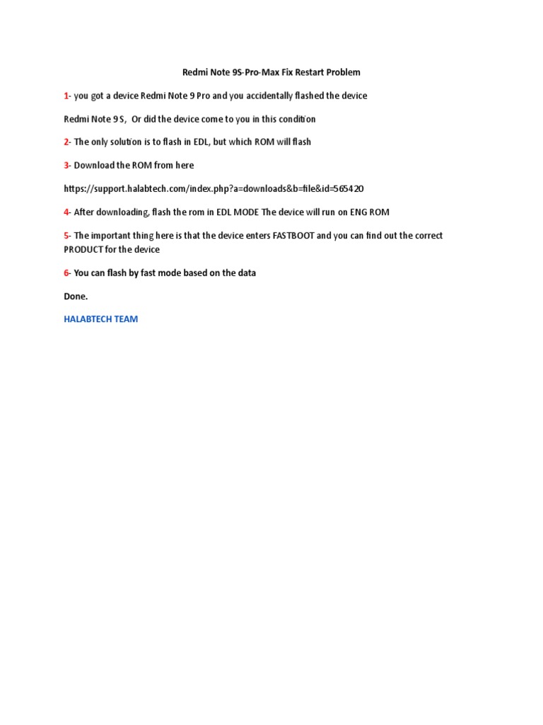 Redmi Note 9S-Pro-Max Fix Restart Problem | PDF