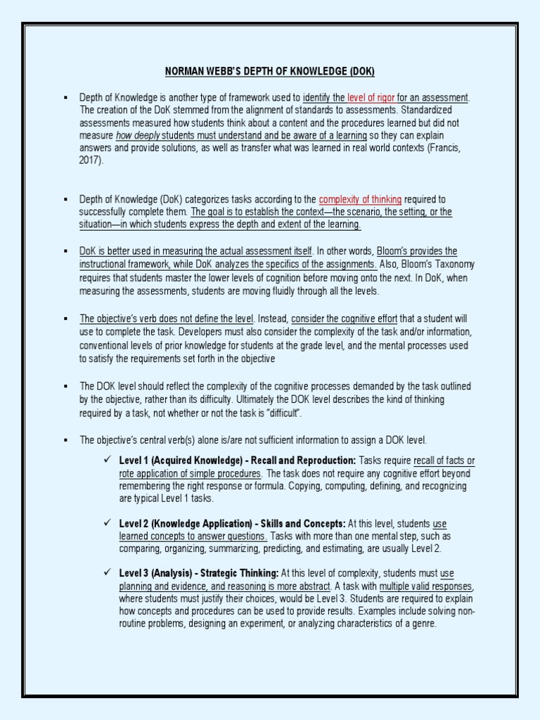 Level of Rigor | PDF | Thought | Concept