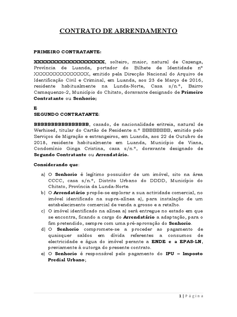 Contrato de Arrendamento - Minuta | PDF | Leasing | Proprietário