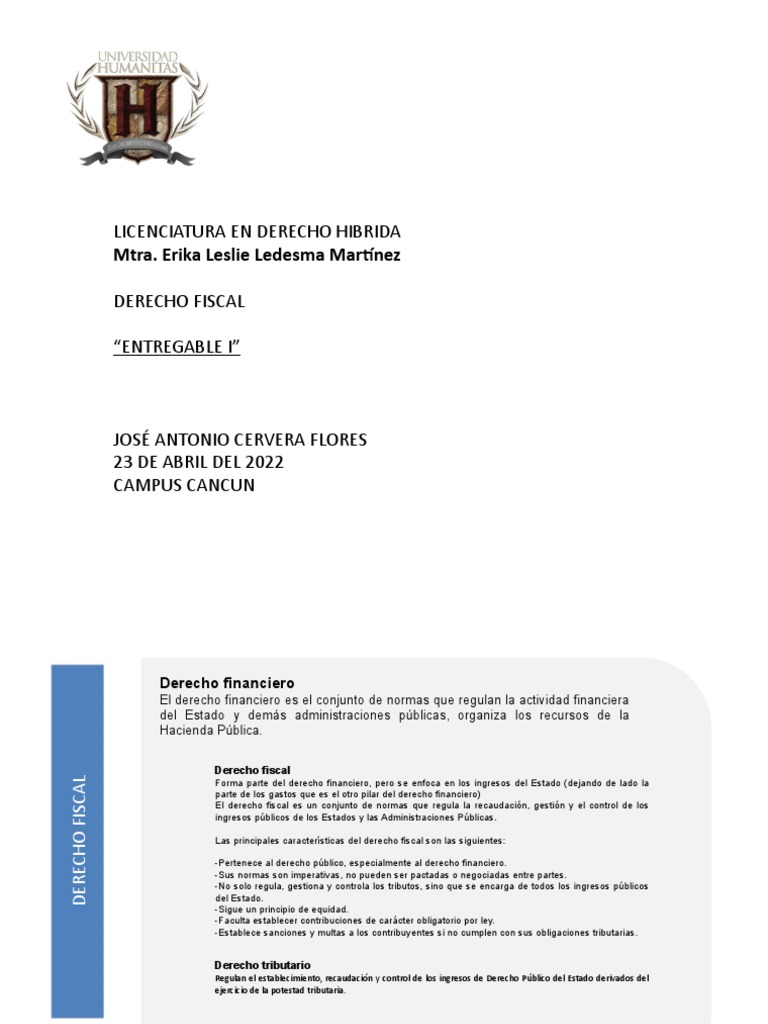 Las Generalidades de Derecho Fiscal | PDF