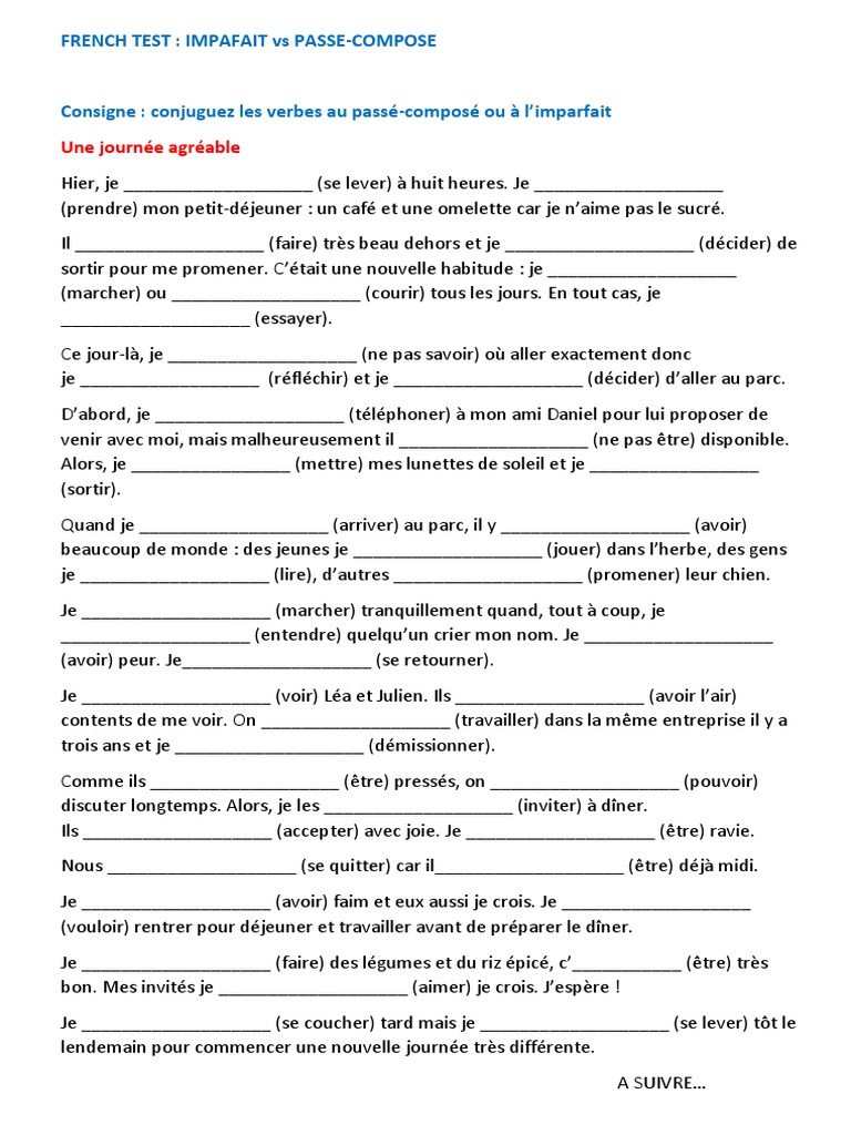 Test : Passé Composé vs Imparfait | PDF