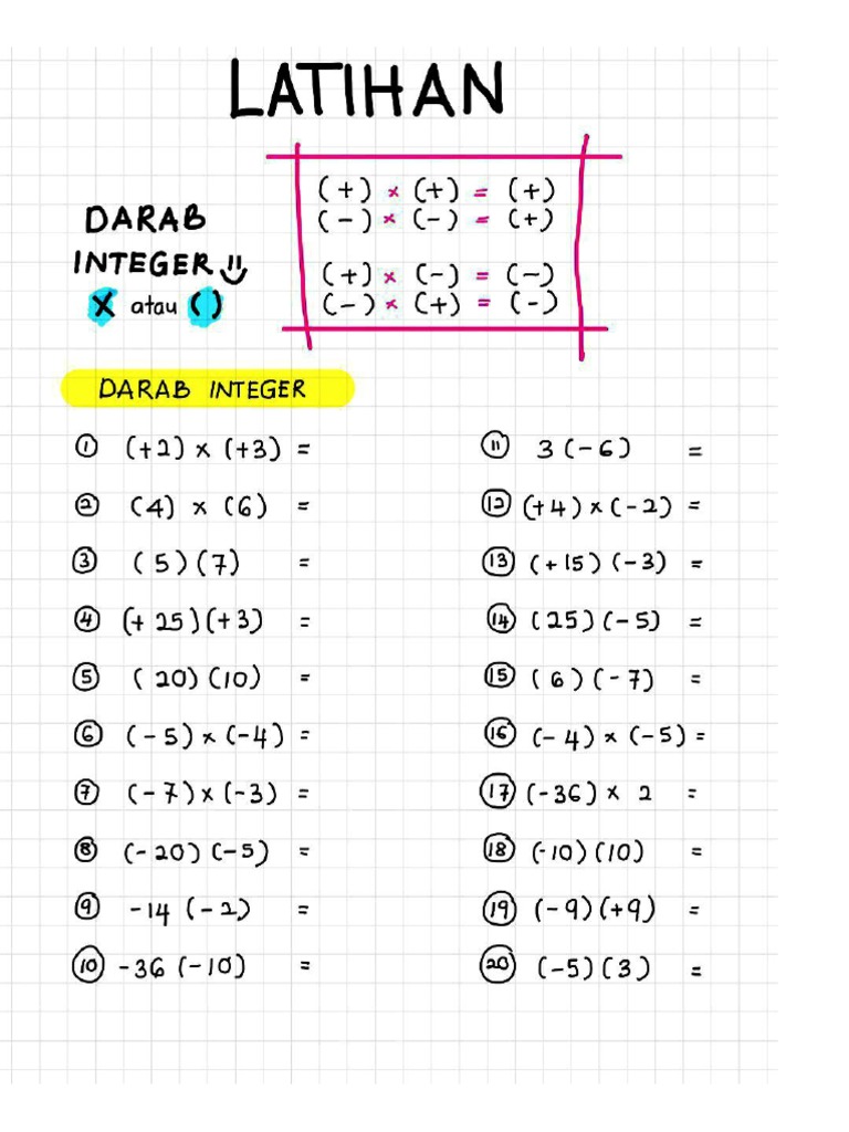 Latihan Integer Pdf 