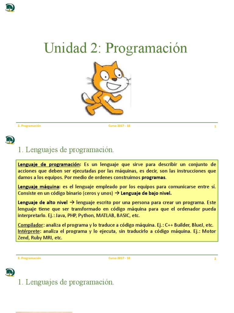 Programación básica: Lenguajes, algoritmos y Scratch | PDF | Lenguaje de programación ...