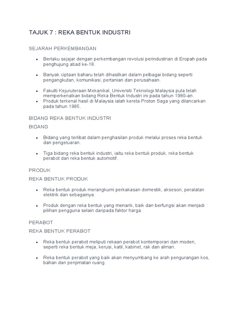 TAJUK 7 Reka Bentuk Industri | PDF