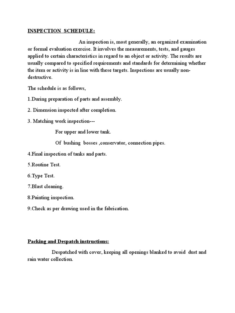 Inspection and Testing Procedures for Transformer Tank Fabrication and ...