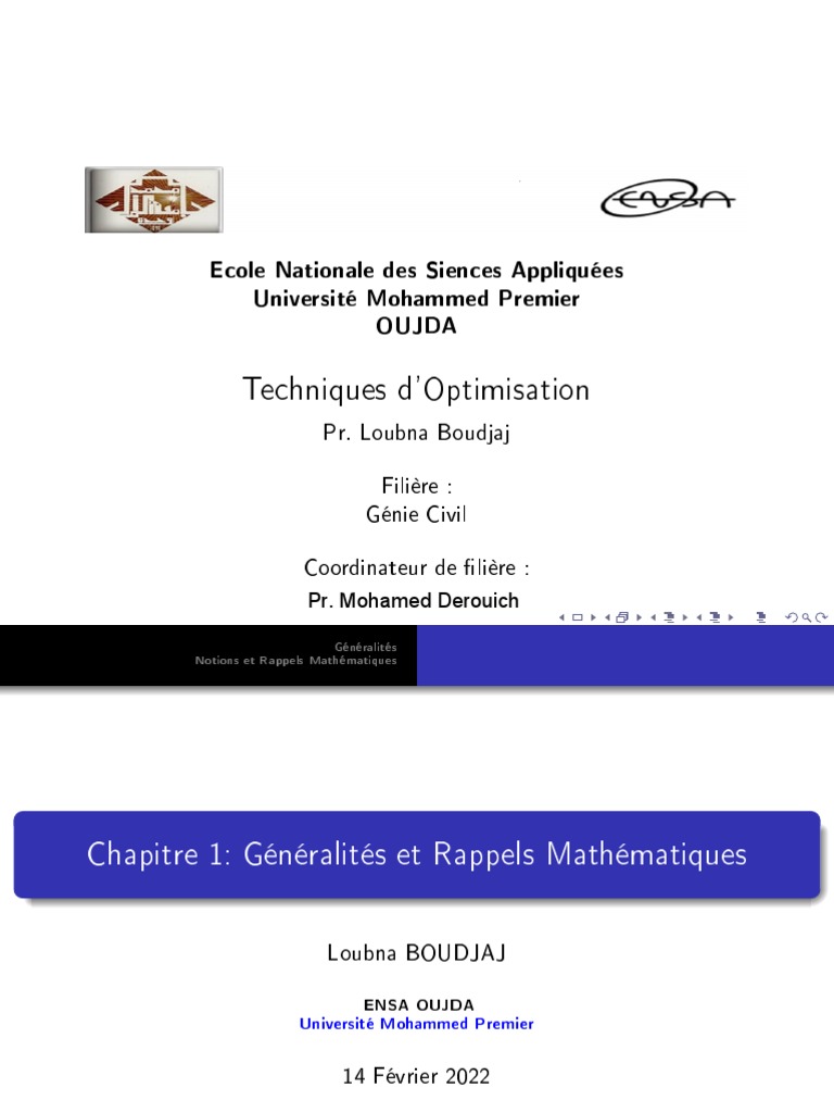Techniques d'Optimisation en Génie Civil | PDF | Optimisation mathématique | Extremum