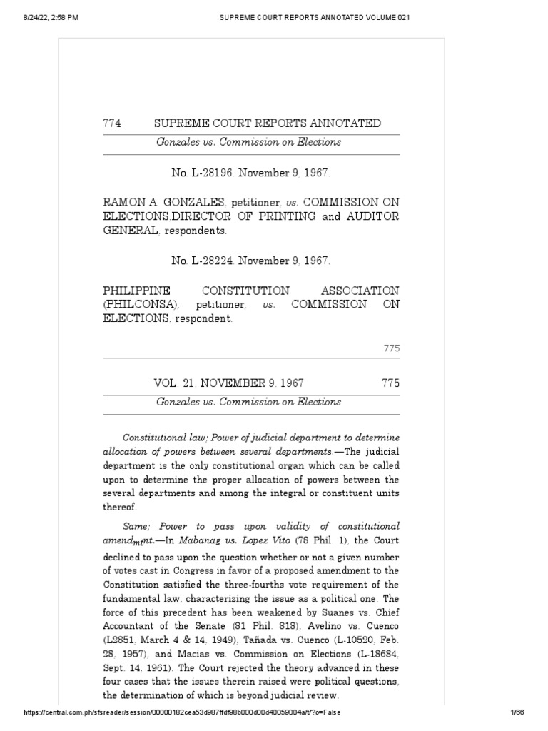 Gonzales v. COMELEC | PDF | Constitutional Amendment | Due Process Clause