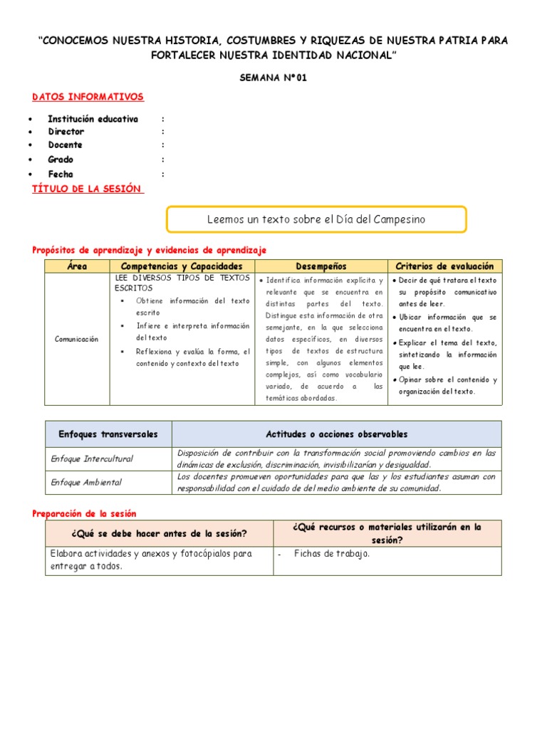 Sesión Comunicación - Comprensión Lectora | PDF | Aprendizaje | Modificación de comportamiento