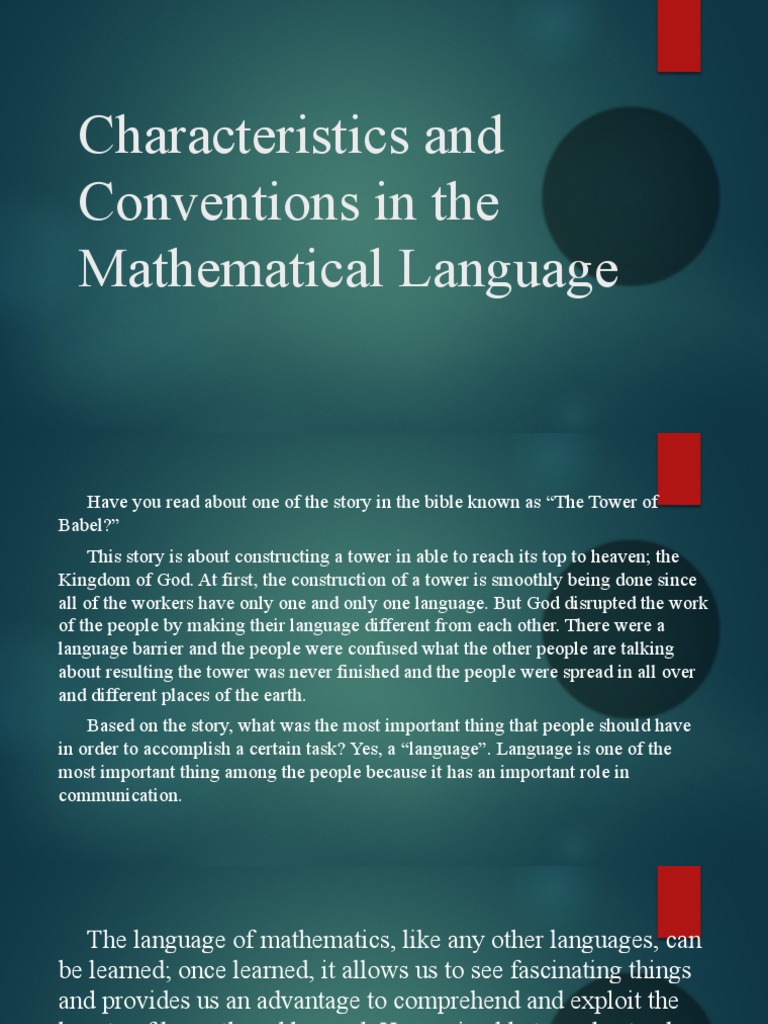 Characteristics and Conventions in The Mathematical Language | PDF ...
