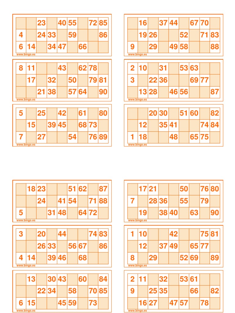 Plantillas de Cartones de Bingo y Lotería | PDF