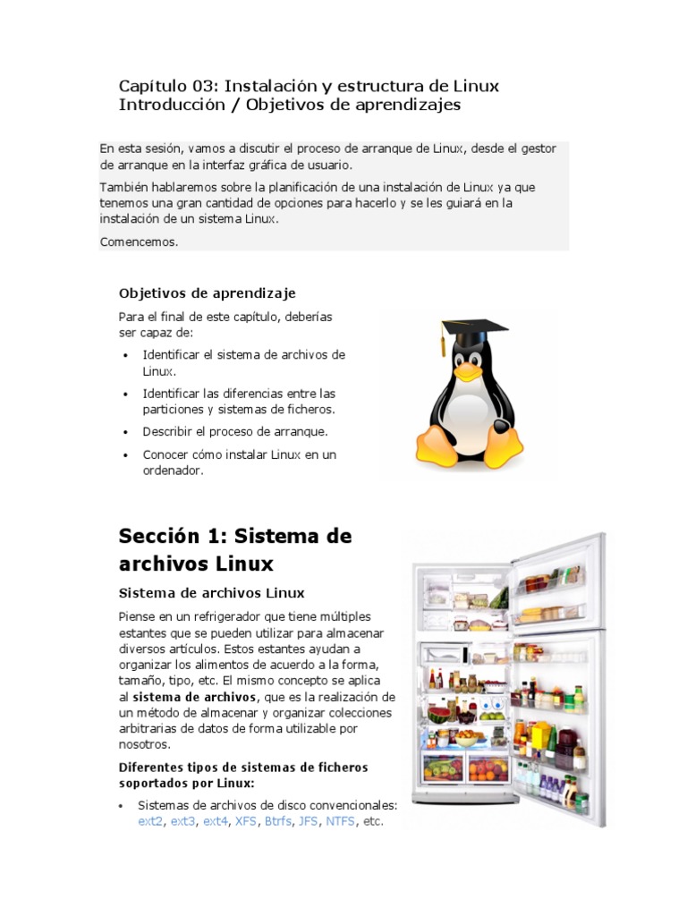 Capítulo 03 - Estructura e Instalación de Linux | PDF | Archivo de ...