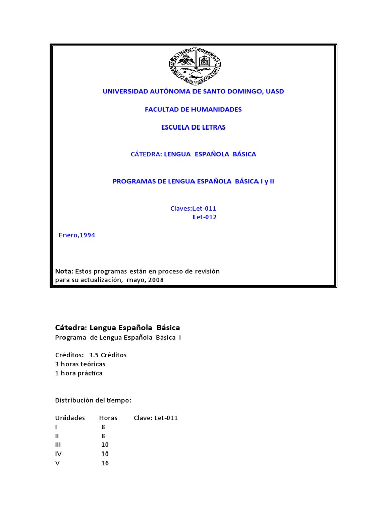 Programa de Let. 011 | PDF | Palabra | Comunicación