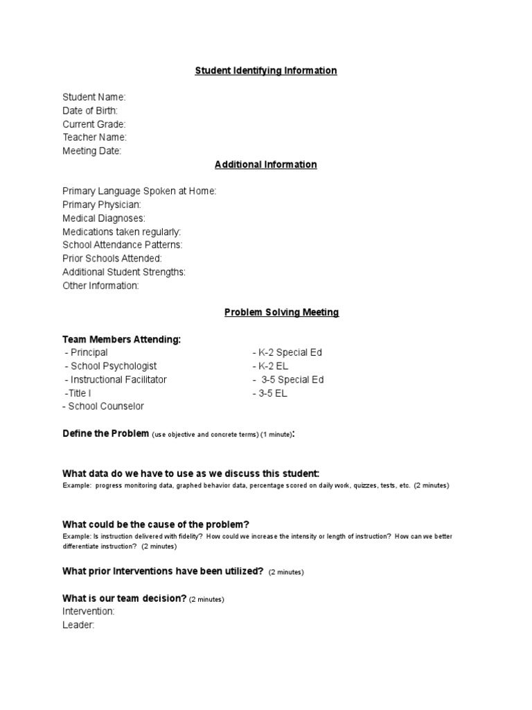 Mtss Student Referral Form Template | PDF