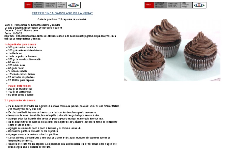 Receta de Cupcakes de Chocolate | PDF | Magdalena | Cocina occidental