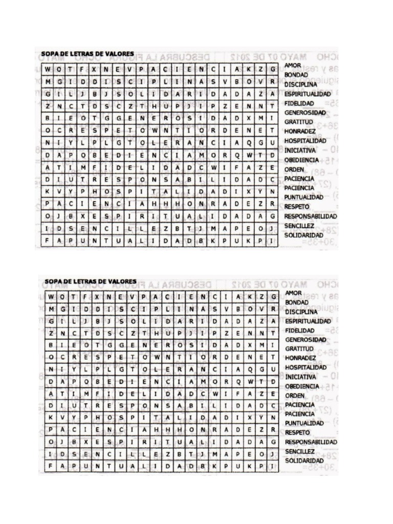 Sopa de Letras de Etica | PDF