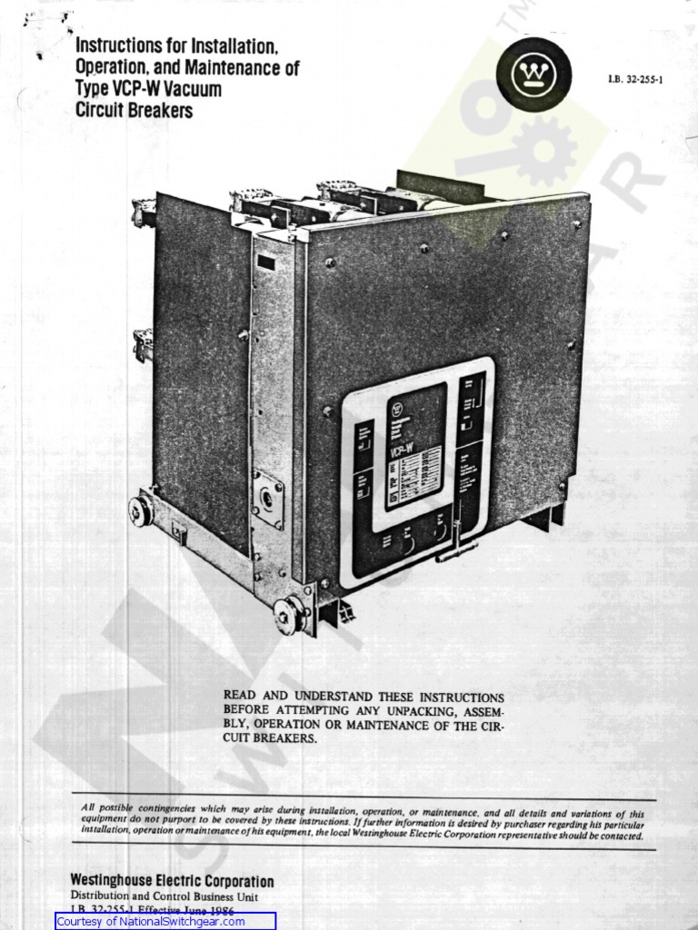 And W: Instructions For Installation Maintenance VCP Vacuum Circuit ...