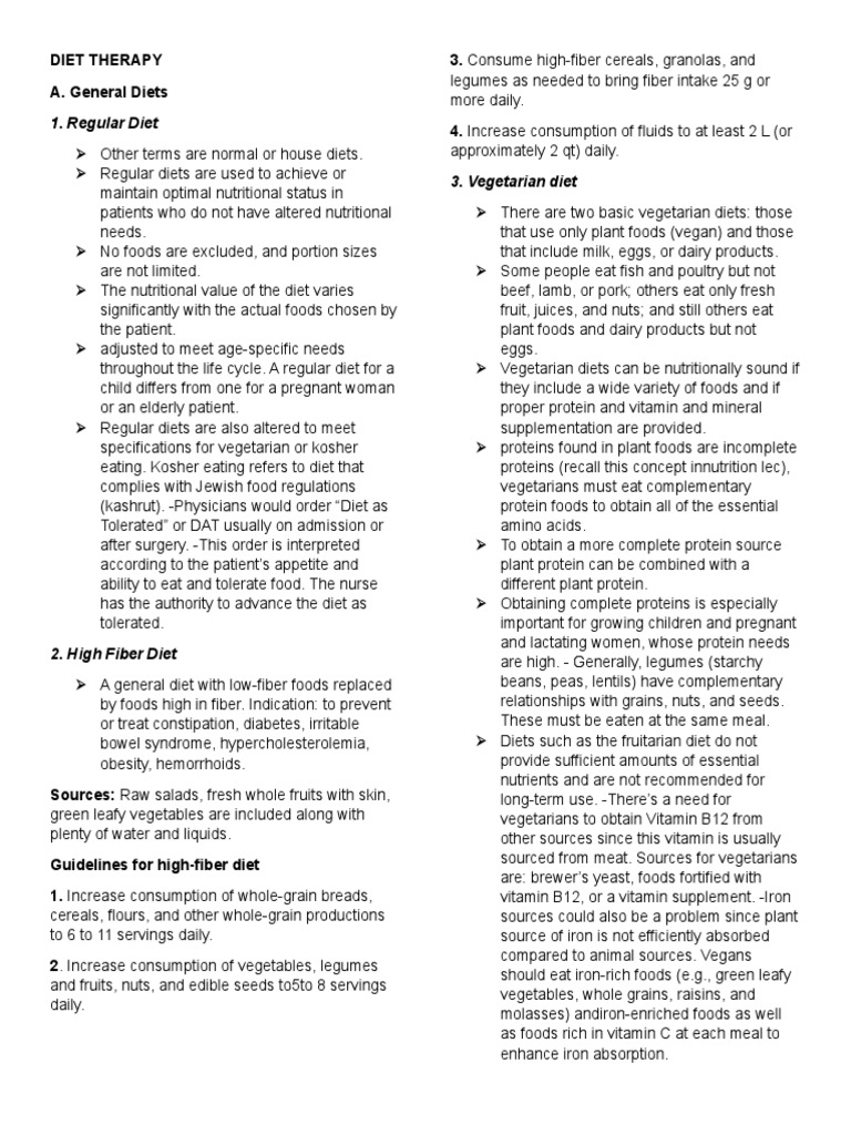 Nutrition and Diet Therapy BSN 2 | PDF | Intravenous Therapy | Foods