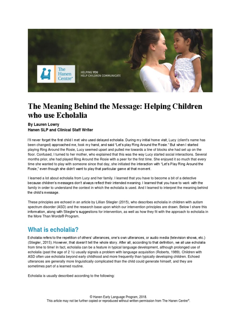 The Meaning Behind The Message - Helping Children Who Use Echolalia PF ...