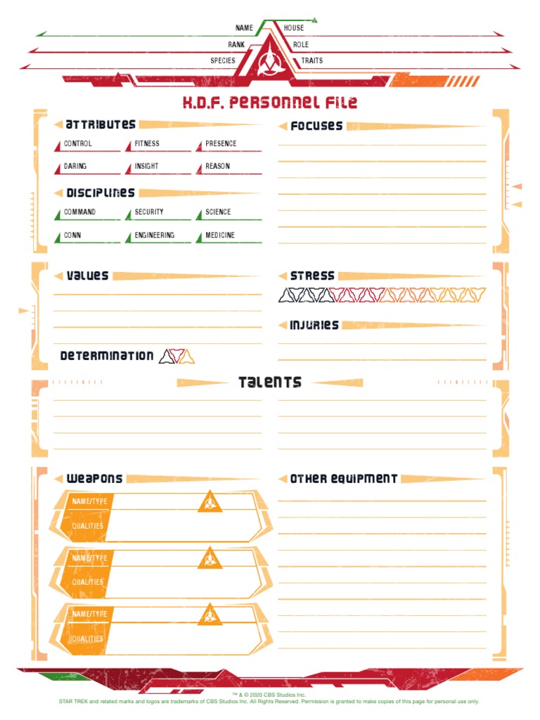 STA Klingon Character Sheets | PDF | Star Trek | Star Trek Television ...