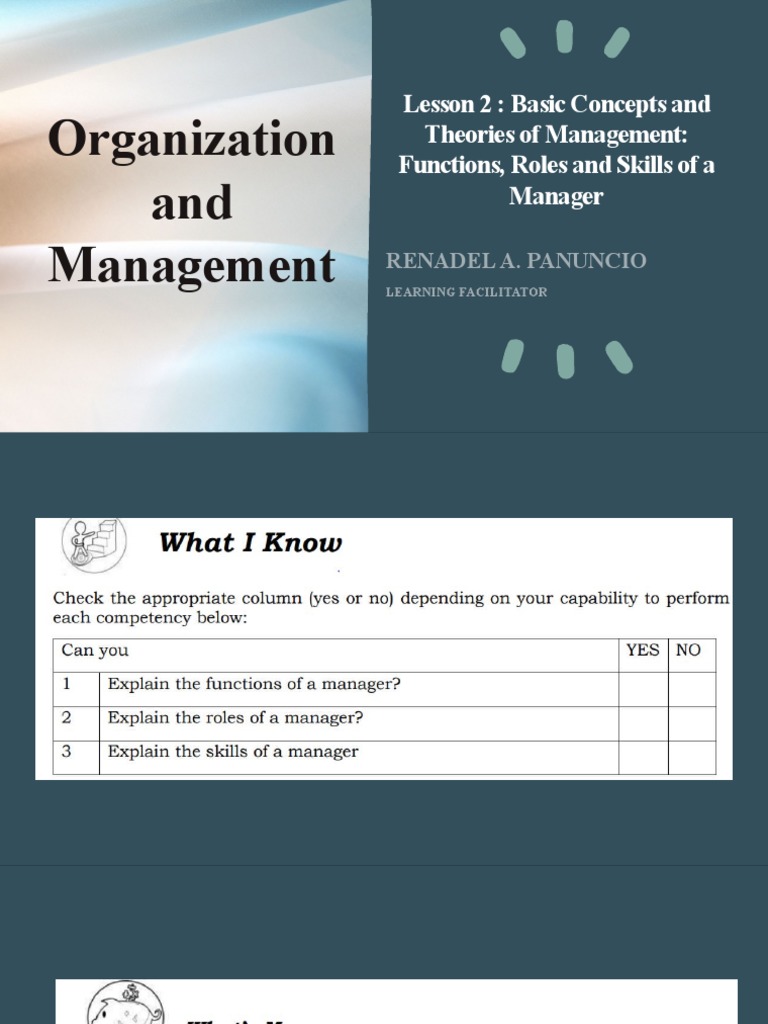 LESSON2 Org.&Man - basicConceptandTheories | PDF