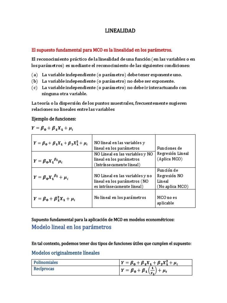 Linealidad en Parámetros | PDF