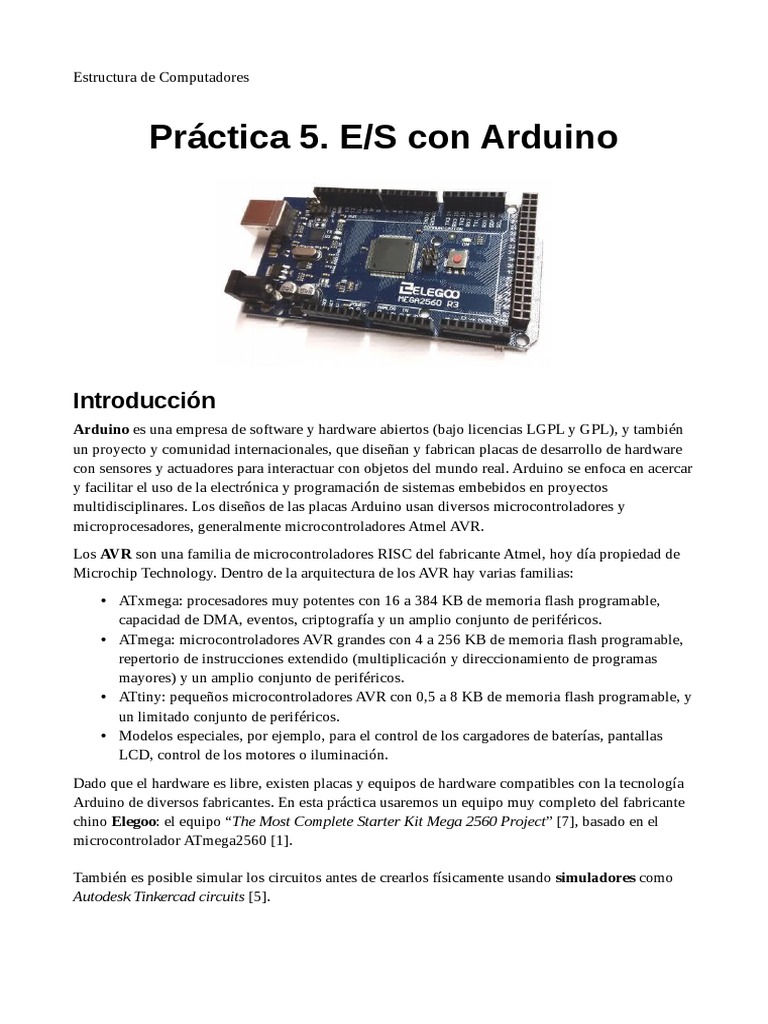 Practica 5 Guion | PDF | Arduino | Microcontrolador