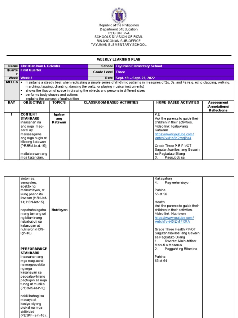 Mapeh WLP Q1 Week3 Day1 5 | PDF