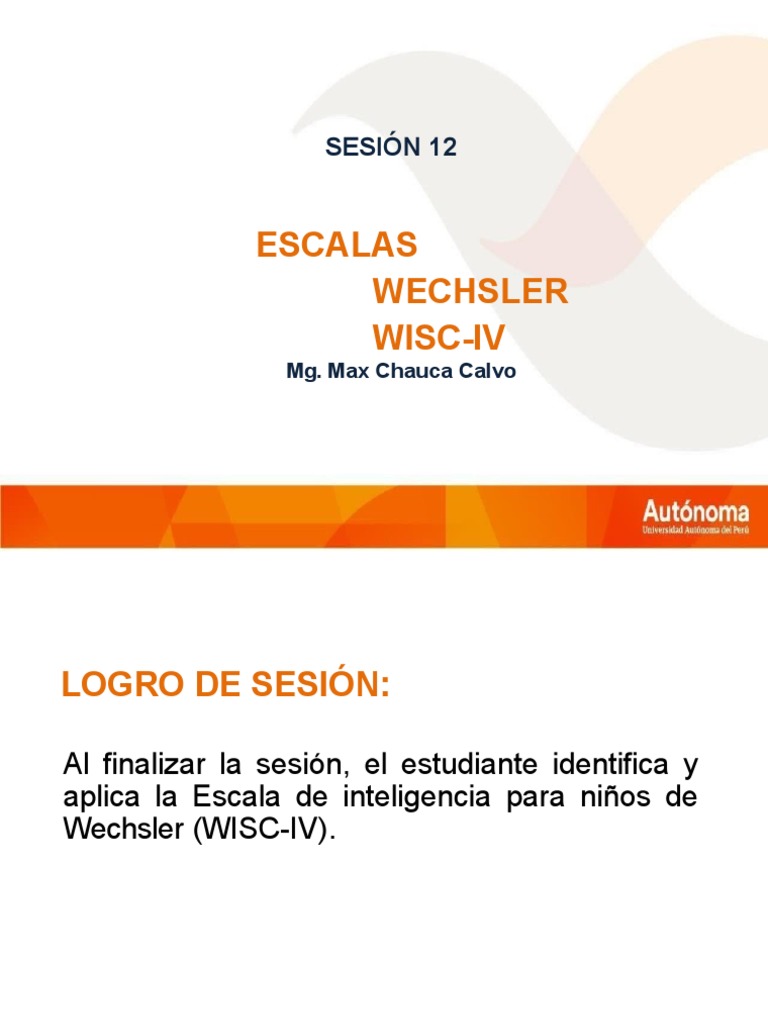12 Escalas Wechler WISC - IV | PDF | Escala de inteligencia para ...